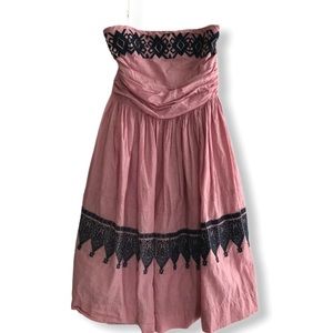 THML | Dresses | Thml Red White Pin Stripe Navy Embroidered Details ...